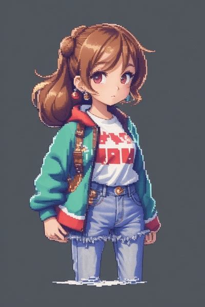 Anime Chibi Girl With Brown Hair And Blue Eyes