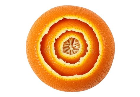 Orange Peel Spiral With White Background Citrus Fruit Stock
