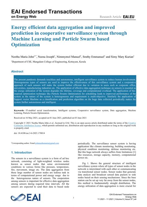 Pdf Energy Efficient Data Aggregation And Improved Prediction In Cooperative Surveillance