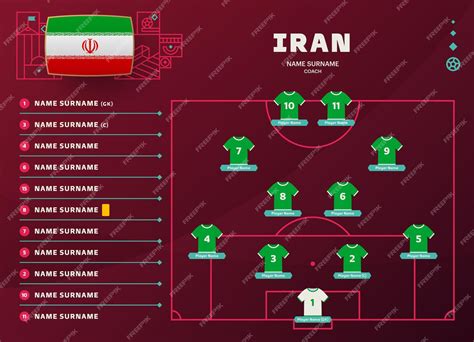 Premium Vector Iran Lineup World Football 2022 Tournament Final Stage