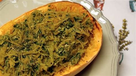 Spaghetti Squash With Warm Spinach Walnut Pesto Rachael Ray