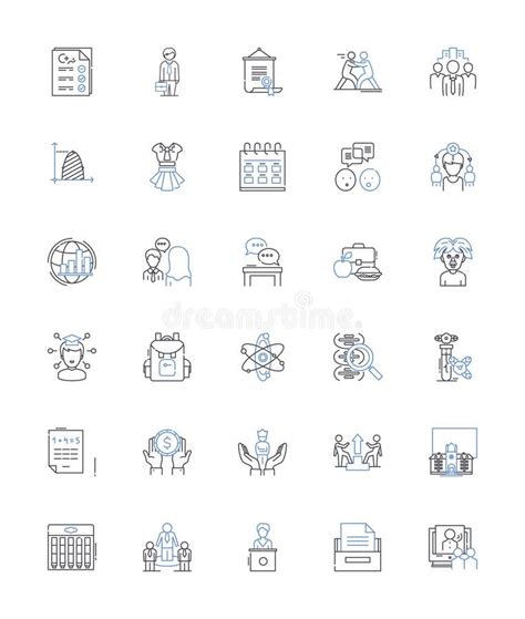 Instruction Line Icons Collection Education Training Demonstration Guidance Explanation