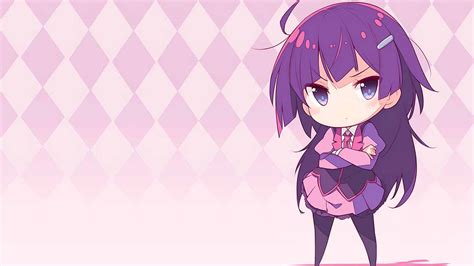Hitagi Senjougahara Chibi Pink Angry Desktop Wallpaper 4k And Hd