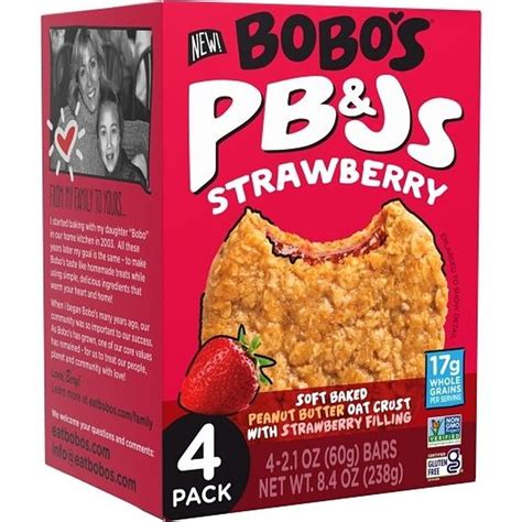 Bobos Oat Bars Peanut Butter And Jelly Strawberry Oat Bar 84 Ounce