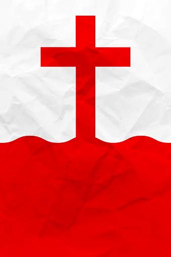 생생한 밝은 빨간색과 흰색은 반으로 나뉘어 구겨진 종이 수직 주름진 벡터 배경 하나의 종교 십자가 또는 의료 응급 서비스를위한 더하기 기호 또는 기호 또는 응급 처치 포스터