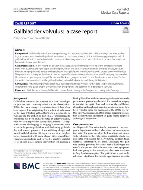 Pdf Gallbladder Volvulus A Case Report