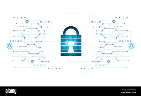 Abstract Cyber Security With Padlock Blue Circle Technology Future Cyber Background Stock Vector