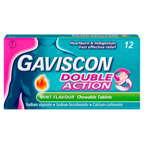 Gaviscon Double Action Mint Flavour 12 Chewable Tablets Bestway