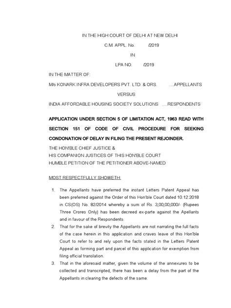 Condonation Of Delay Download Free Pdf Affidavit Appeal