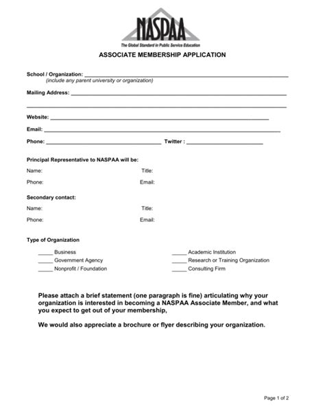 Naspaa Associate Membership Application Form