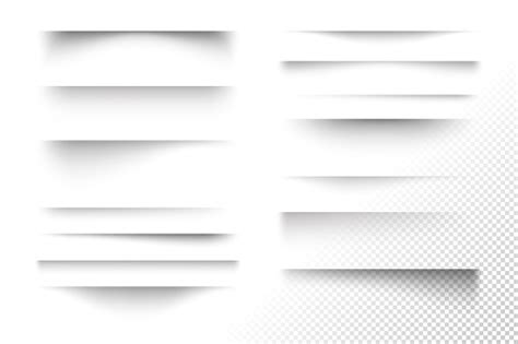 사실적인 투명하고 부드러운 그림자 세트입니다 오버레이 그림자 효과의 다양한 모양과 강도 전단지 배너 포스터 명함 사이트에 대한