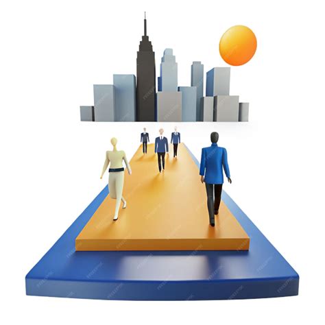 A Model Of A Woman And A Man Running On A Platform With A City In The