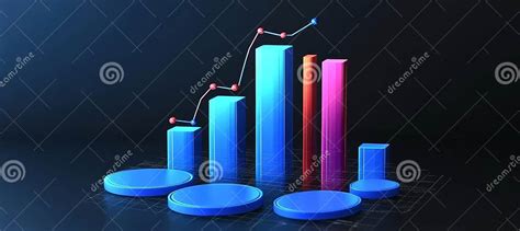 3d Chart On Blue Glowing Background Analytics Business Finance And