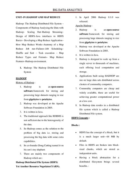 Big Data Unit 4 I Love Unitivhadoop And Map Reduce Hadoop The Hadoop Distributed File