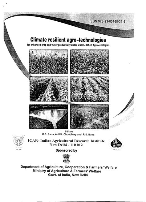 Pdf Climate Resilient Agro Technologies For Cereal Based Cropping Systems In Rainfed Ecosystems
