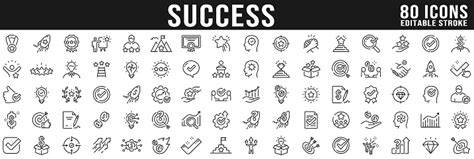 성공 관련 라인 아이콘의 큰 세트 업적 별 최고 보상 메달 등 편집 가능한 스트로크 개념에 대한 스톡 벡터 아트 및 기타 이미지 Istock