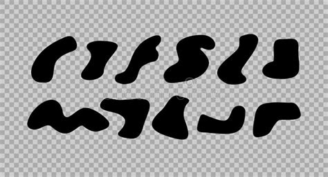Random Black Shapes Set Organic Abstract Splodge Elements Monochrome Collection Blob Shapes