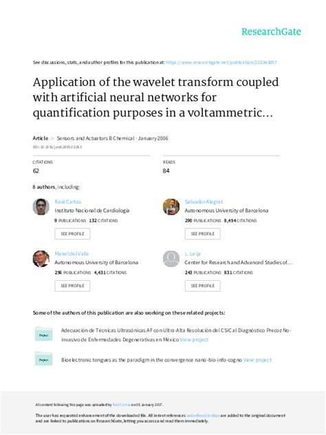 Pdf Application Of The Wavelet Transform Coupled With Artificial