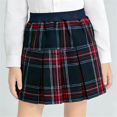 Hengsof Plaid School Skirt For Girls Pleated Mini Skirt For Uniform