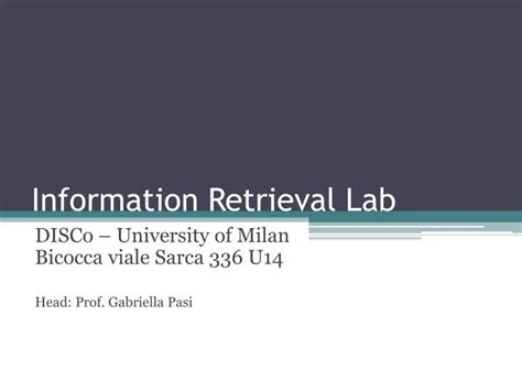 PPT Information Retrieval Lab PowerPoint Presentation Free Download ID 810971