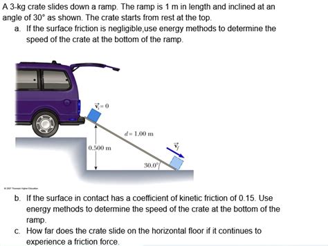 3 kg crate slides down ramp the ramp is m in length and inclined at an