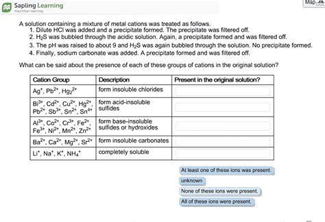 Oneclass Map Sapling Learning Macmillan Learning A Solution Containing A Mixture Of Metal