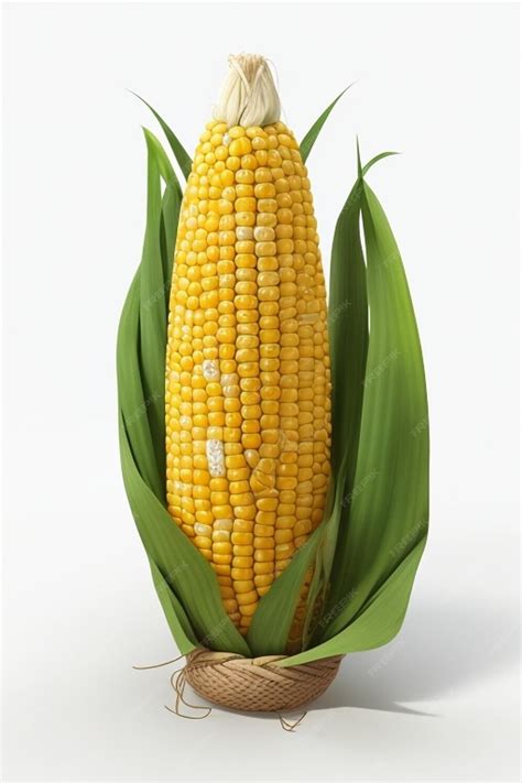 Una Mazorca De Maíz Que Es Amarilla Y Tiene Un Fondo Blanco Foto Premium