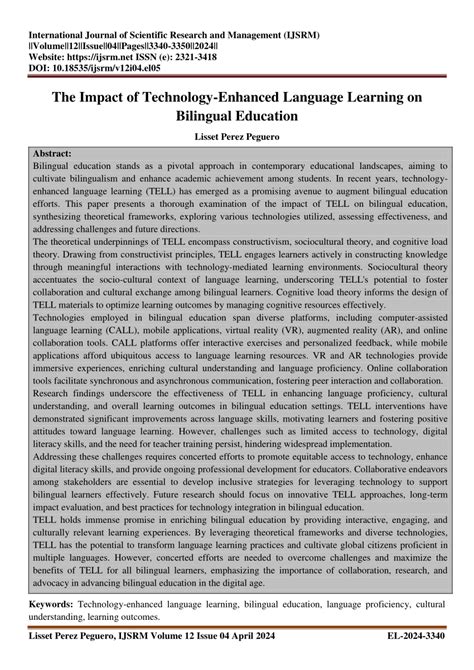 Pdf The Impact Of Technology Enhanced Language Learning On Bilingual Education