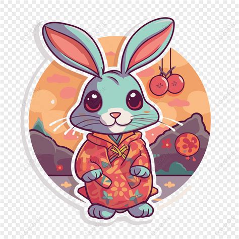 卡通日本兔子與可愛的服裝剪貼畫 向量卡通兔子eps圖案素材免費下載，可愛卡通圖片，尺寸4267 × 4267px Lovepik