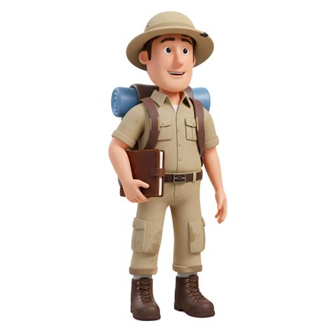 A Happy Cartoon Explorer Ready For Adventure Hes Carrying A Backpack