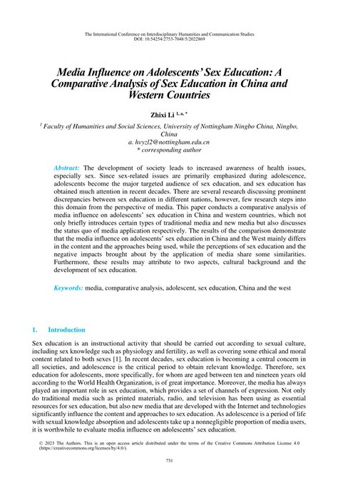 PDF Media Influence On Adolescents Sex Education A Comparative Analysis Of Sex Education In