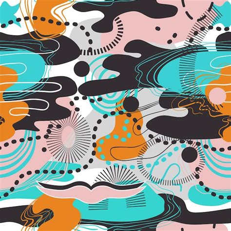 Premium Vector Seamless Pattern Of Primitive Hand Drawn Shapes In Hipster Style