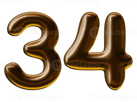 Number 34 Design In 3d Render 19552824 Png