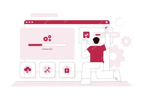 Premium Vector Updating Software Operating System And Fixing Bugs With Loading Screen Concept