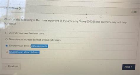 Solved Question 5 1 Pts Which Of The Following Is The Main