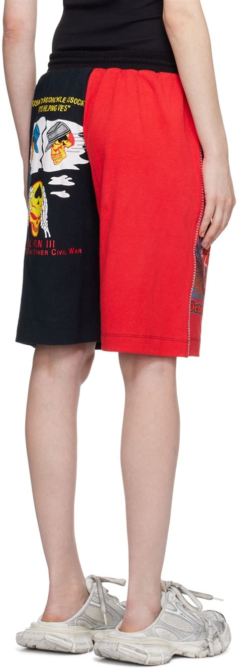Marine Serre Red And Black Printed Shorts Marine Serre