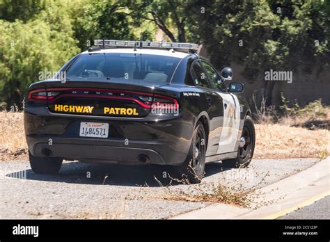 June Mountain View CA USA Highway Patrol Vehicle Parked On The Left Side Of A