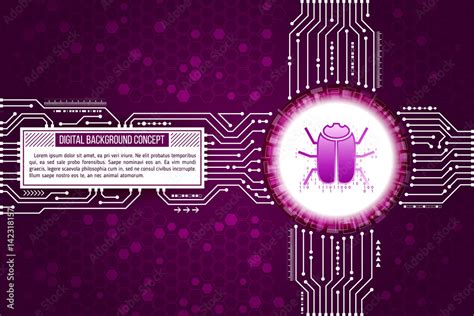 Digital Technology Concept Of Background With Shield Eye And Hacker