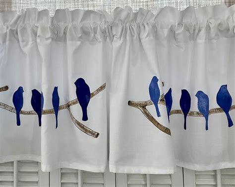 Blue Bird Curtains Bird Print Curtain Panels Window Treatments Bird