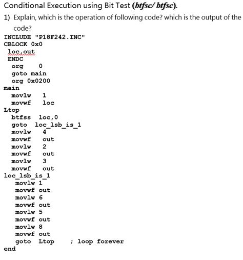 Solved Conditional Execution Using Bit Test Btfscbtfsc