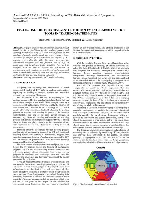 Pdf Evaluating The Effectiveness Of The Implemented Models Of Ict