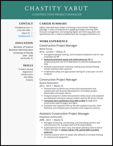 7 Construction Project Manager Resume Examples For 2024 Project