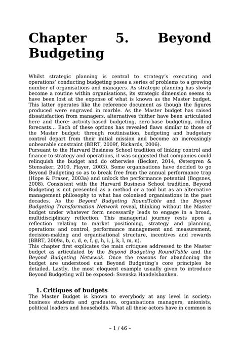 Pdf Beyond Budgeting
