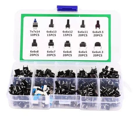 Kit De Push Button 4 Pines Diferentes Tamaños 180 Pzas Caja Meses Sin Interés