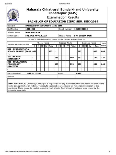 Bed 4th Sem Result Pdf