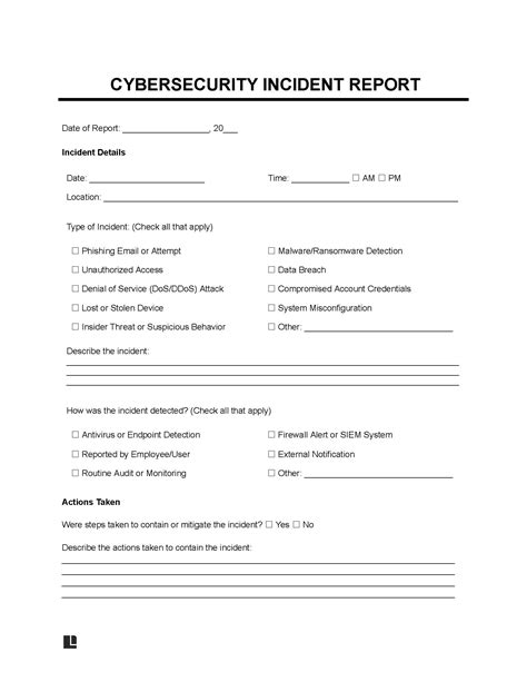 Free Cybersecurity Incident Report Template Online Cyber Incident Reporting