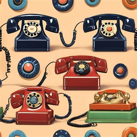 Premium Photo Retro Telephones With Rotary Dials And Coiled Cords