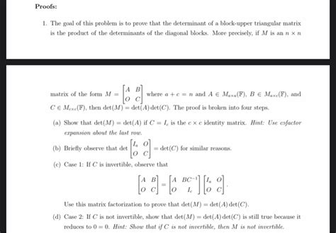Solved Proofs 1 The Goal Of This Problem Is To Prove That Chegg Com