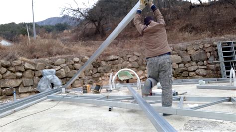 나홀로 집짓기 철골조 기둥 세우기 Youtube