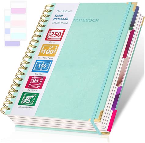 Spiral Notebook Notebooks College Ruled 5 Subject Notebook With Dividers